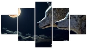 Obraz vlků vyjících na měsíc (125x70 cm)