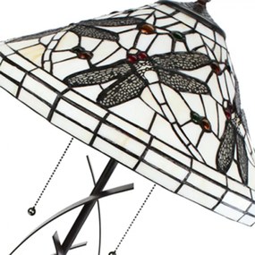 Stolní lampa Tiffany White Dragonfly – 41x69 cm