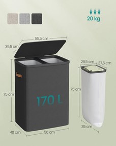 Koš na prádlo Daisy Black 2x85l