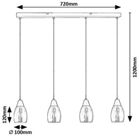 Rabalux 72184 - Lustr na lanku ILMARI 4xE27/15W/230V