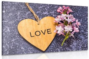 Obraz dřevěné srdce s nápisem Love Varianta: 60x40