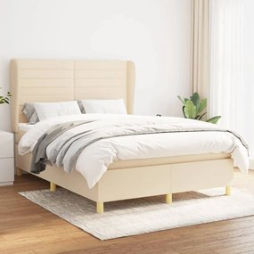 Box spring postel s matrací krémová 140x190 cm textil,  3128602