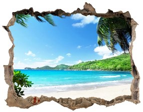 Wallmuralia Nálepka fototapeta 3D výhled Seychely pláž 95x64 cm