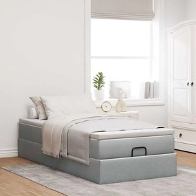 Osmanský rám postele s matrací světle šedá 100x200cm textil 3311085