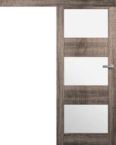 posuvné interiérové dveře na stěnu vasco doors TEO model 5 Průchozí rozměr: 70 x 197 cm, Orientace dveří: Levé dveře, Dekor: Dub šedý