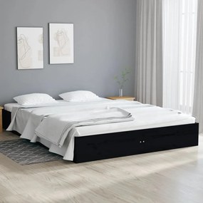 Rám postele černý masivní dřevo 120 x 190 cm malé dvojlůžko - Default Title