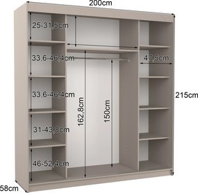 ADRK Furniture Posuvná skříň TERECIA 200 ADRK-SW-TER-K-200