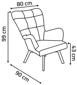 Křeslo ušák ROYAL | 80 cm | VÝBĚR TKANIN