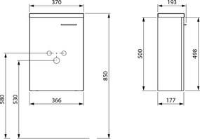 Aqualine Aqualine, ZOJA umyvadlová skříňka 37x50x18cm, dub platin, 51037DP
