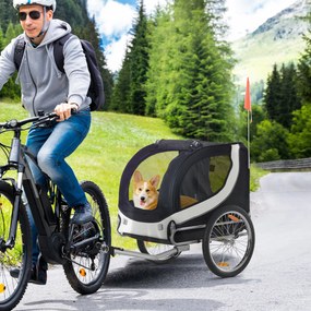 PawHut přívěs pro psy přívěs na kolo přívěs pro přepravu psů kolo bílé+černé 130x73x90cm | Aosom