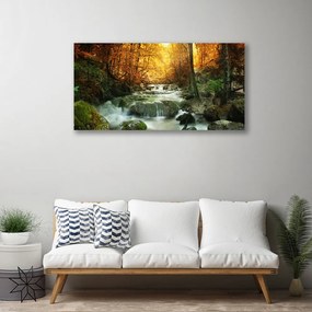 Obraz na plátně Vodopád Příroda Les Podzim 140x70 cm