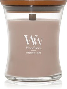 WoodWick vonná svíčka s dřevěným knotem Střední Patchouli Créme 275 g