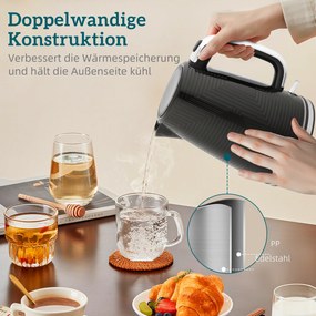 HOMCOM Sada konvice a toustovače, 2200 W, termostat vydry, dvouštěrbinový toustovač, 7 stupňů opečení, zásuvka na drobky, černá