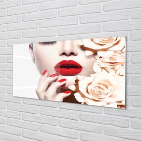 akrylový obraz Růže rudé rty žena 100x50 cm