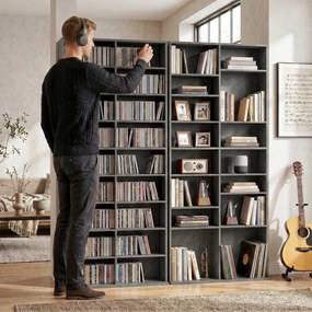 HOMCOM úložný stojan na CD a DVD 18 přihrádek, maximální kapacita 640 CD/360 DVD 430 Blu-ray, 78,5 x 24 x 175 cm, světle šedý