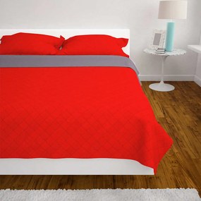 Oboustranný prošívaný přehoz na postel červeno-šedý 220x240 cm 131556