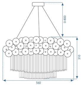 Toolight Toolight, zásvěsné svítidlo 9xE14 APP1473-CP, zlatá lesklá, OSW-52101