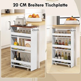 Costway 20 cm široký vozík do výklenku na kolečkách, 4 patra, úzký