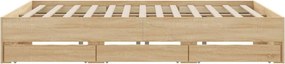 Rám postele se zásuvkami dub sonoma 200x200 cm kompozitní dřevo 3207247