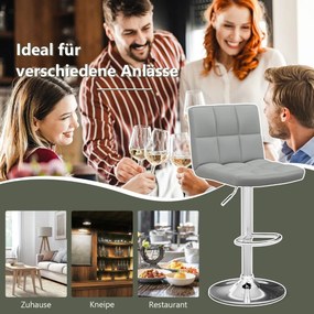 Costway Sada 2 barových židlí otočných o 360° z umělé kůže
