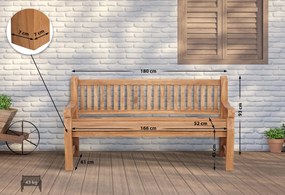 Teaková lavice Daxon s sedací polštář 180 cm – krémová