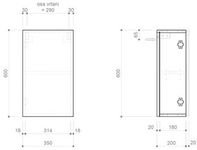 Sapho ESPACE skříňka 35x60x22cm, 1x dvířka, levá/pravá, borovice rustik ESC430-1616