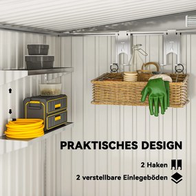 Outsunny Kovový sklad nářadí 2,81 m² 154x206,5x181 cm Nářaďový přístřešek se skloněnou střechou, základna 845-983V00LG