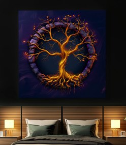 Obraz na plátně - Strom života Zlatá energie FeelHappy.cz Velikost obrazu: 60 x 60 cm