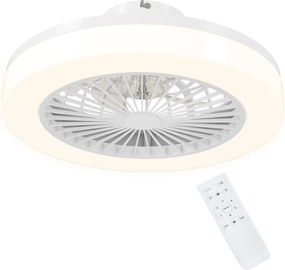 Stropní ventilátor s LED lampou, 6 rychlostí, dálkové ovládání, bílý