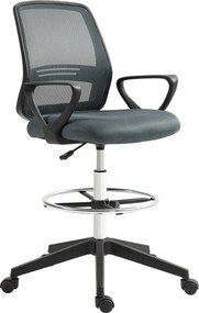 Vinsetto Kancelářská židle ergonomická židle ke stolu s područky a nastavitelným opěrným kroužkem, síťovina šedá