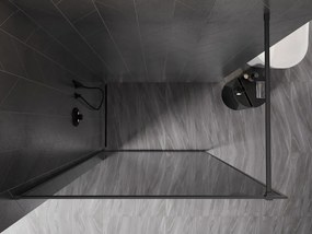 Mexen, Mexen Kioto-F sprchová stěna s rámem 90 x 202 cm, grafit 8 mm, pistolový kov - 800-090-104-95-40