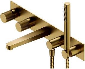 OMNIRES Contour - Vanová baterie pod omítku, 5-otvorová instalace, s tělesem, s příslušenstvím, kartáčované zlato CT8037-1GLB