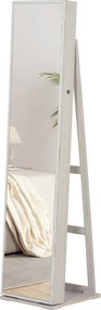 HOMCOM šperkovnice se zrcadlem na stojanu, několik úložných možností a LED osvětlení, bílá, rozměry: 38Š x 38H x 157V cm