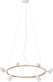 Smart Pendant Light Wood with White Round 6-Lights Incl. WiFi GU10 - Jeana Circle