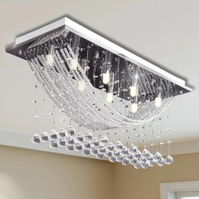 Bílé stropní svítidlo s křišťálovými ověsky, pro 8 žárovek G9, 29 cm 241391