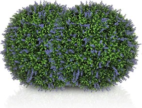 HOMCOM Sada 2 Umělých Levandulí, 42 cm Vnitřní Rostlina, Umělá Rostlina v Kulatém Tvaru, Velké Dekorativní Umělé Květiny pro Domov, Kancelář, Chodbu,