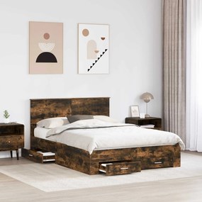 Rám postele s čelo Kouřový dub 140 x 190 cm Kompozitní dřevo 3410899