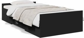 Rám postele se zásuvkami černý 75 x 190 cm kompozitní dřevo 3280350