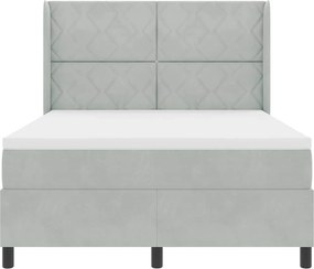 Postel s boxspringem s čelo Světle šedá 140 x 200 cm samet 3342062