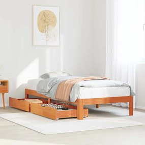 Rám postele se zásuvkami bílý 75 x 190 cm masivní borové dřevo