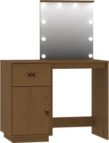 vidaXL Set toaletního stolku s LED masivní borovice [3107839] Barva: Černá