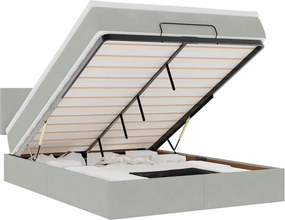 Osmanský rám postele s matrací světle šedá 140x190cm samet 3311699