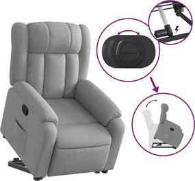 Zvedací polohovací křeslo světle šedé textil 3205316