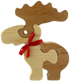 AMADEA Dřevěné puzzle sob, masivní dřevo dvou druhů dřevin, 16 cm