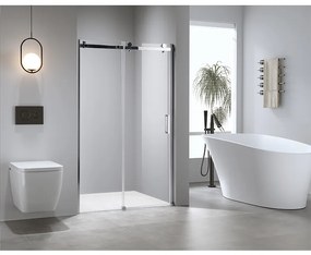 BPS-koupelny Posuvné sprchové dveře HYD-PD03B 100 chrom/transparent pro instalaci do niky + vanička HYD-OSV-SXL03C bílá