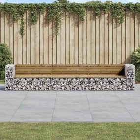 Zahradní lavice gabionový design 347x71x65,5 cm borové dřevo,  3196256