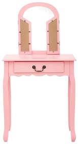 vidaXL Toaletní stolek se stoličkou růžový 65x36x128 cm pavlovnia MDF