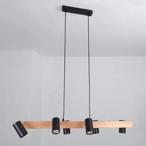 Brilagi - Lustr na lanku SELE 6xGU10/30W/230V černá/dekor dubu