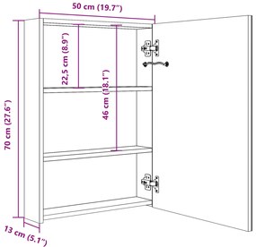 vidaXL Marketos LED koupelnová skříňka se zrcadlem 50 x 13 x 70 cm