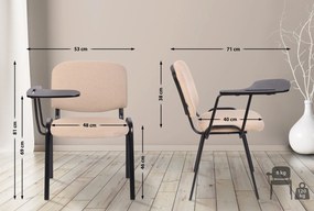 Židle Ken s skládací stůl látka – krémová